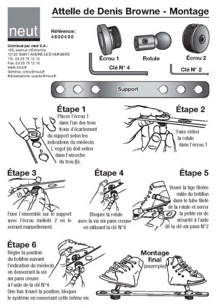 attelle de Denis Brown avec bottillons rectilignes montés sur rotules ...